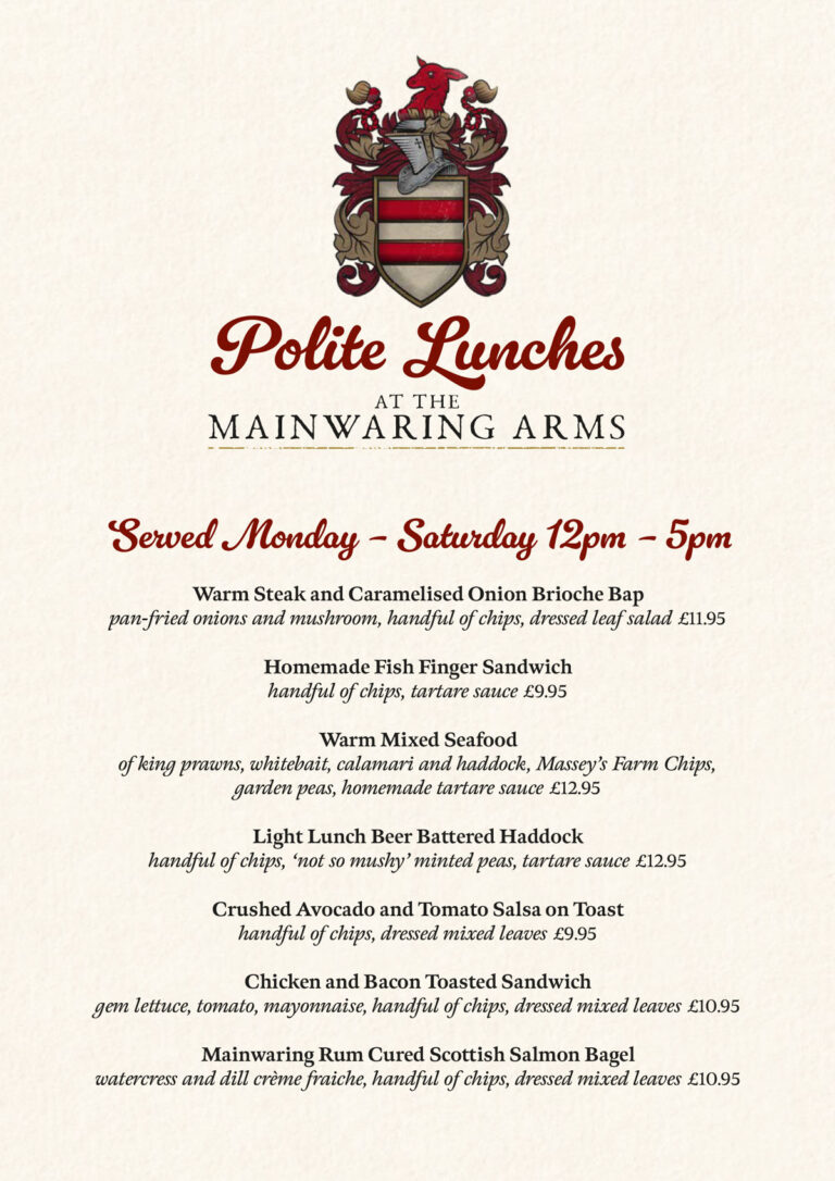 Main Menu | Mainwaring Arms